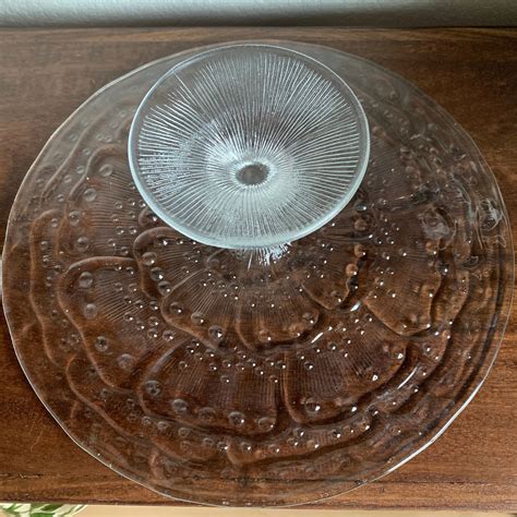 Vintage Large Glass Pedestal Cake Stand 13 Inches Etsy