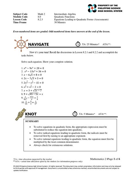 0823 Equations Leading To Quadratic Forms Pdf Equations
