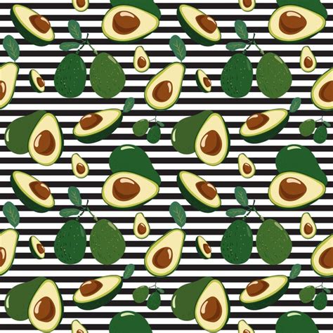 Premium Vector | Avocado seamless pattern striped background