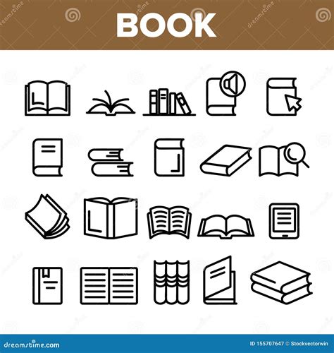 Reading Linear Icons Signs Symbols Vector Line Illustration Set 165754255
