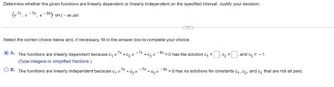 Solved Determine Whether The Given Functions Are Linearly Chegg
