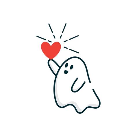 Cute Ghost Cartoon Love Vector Illustration 11976738 Vector Art At Vecteezy