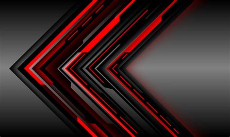 Abstrak Panah Hitam Lampu Merah Sirkuit Cyber Arah Bayangan Geometris