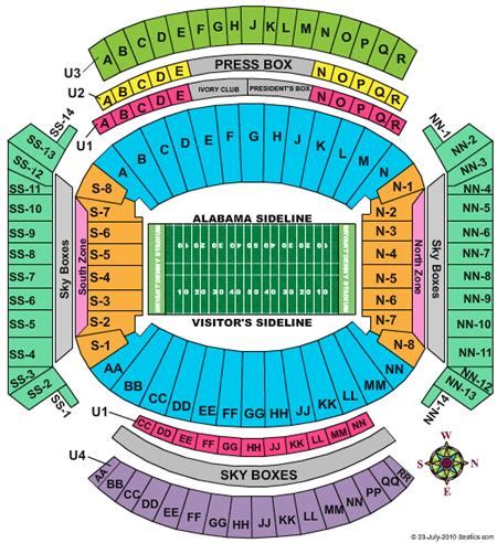 Bryant Denny Stadium Map Color 2018