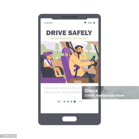 자동차 평면 벡터 일러스트에 있는 사람들과 함께 온보딩 페이지를 운전하는 안전 운전 차에 대한 스톡 벡터 아트 및 기타 이미지 차 운전하기 고정시킴 Istock
