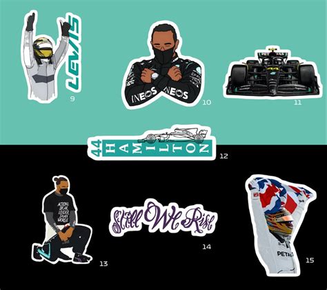Lewis Hamilton Sticker Pack 22 Types Durable And Reusable F1 Sticker