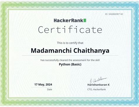 Passed Hackerrank Assessment For Python Skills Madamanchi Chaithanya Posted On The Topic