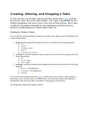 Creating Altering And Dropping A Table Docx Creating Altering And