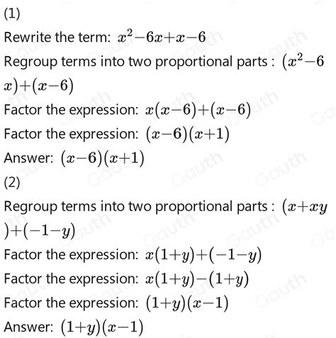 Solved Factorise The Following Expressions Fully 1 1 X 2 5x 6 1 2 X Y Xy 1 [math]