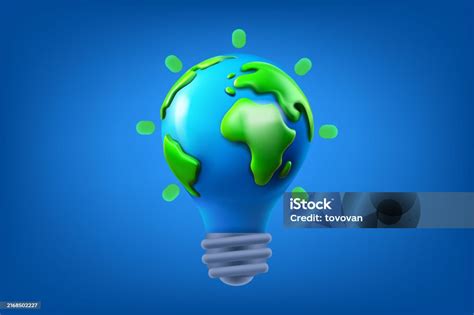 생태학과 생태 에너지 개념 와 전구 그리고 지구 파란색 배경에 고립 된 3d 벡터 일러스트 레이 션 0명에 대한 스톡 벡터 아트 및 기타 이미지 Istock