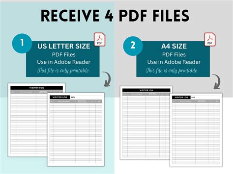 Printable Visitor Log Visitor Sign In Sign Out Sheet Visitation Log Visitor Tracker
