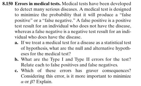 Solved Errors In Medical Tests Medical Tests Have Chegg