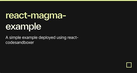 React Magma Example Codesandbox