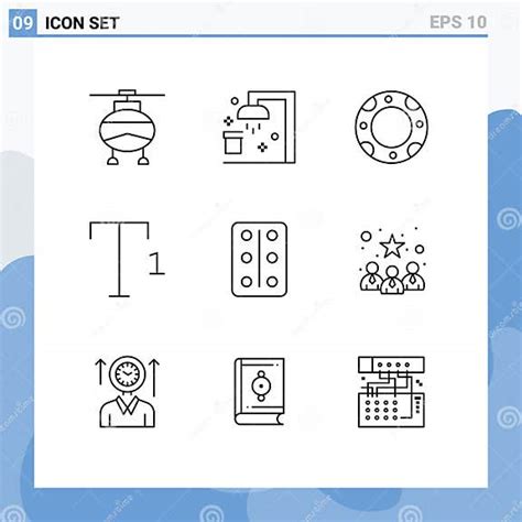 Modern Set Of 9 Outlines And Symbols Such As Candidates Tablets