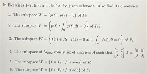 solved in exercises 1 7 find a basis for the given