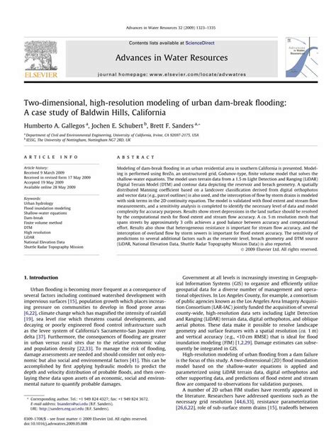 Pdf Two Dimensional High Resolution Modeling Of Urban Dam Break