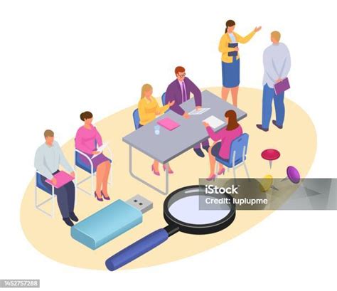 Concept Isométrique De Recrutement Demploi Illustration Vectorielle