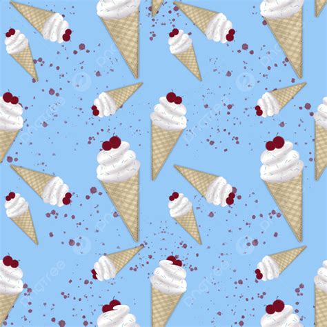 Vanilla Ice Cream Corn Seamless Pattern Background Ice Cone Seamless
