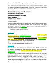 Global Strategy Development And Implementation Assignment Brief FINAL