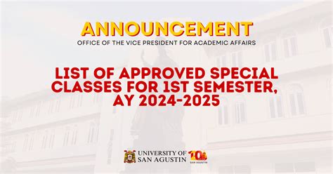 Updated List Of Approved Special Classes For 1st Semester Ay 2024