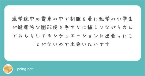 通学途中の電車の中で制服を着た私学の小学生が健康的な固形便を手すりに捕まりながら力んでおもらしするシチュエーショ Peing 質問箱