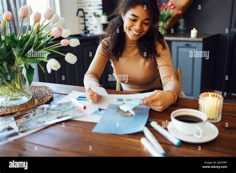 Young Brunette African American Woman Creating Her Feng Shui Wish Map