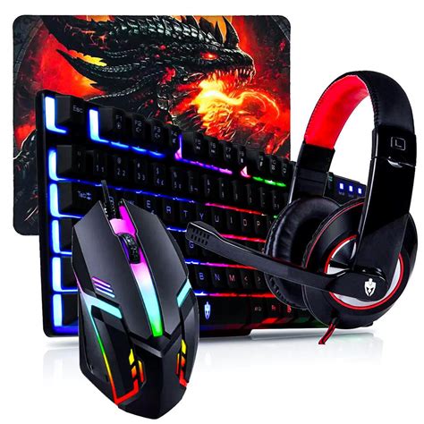 Kit Gamer Teclado Semi Mecanico RGB Mouse Optico Dpi Headset Microfone Shopee Brasil