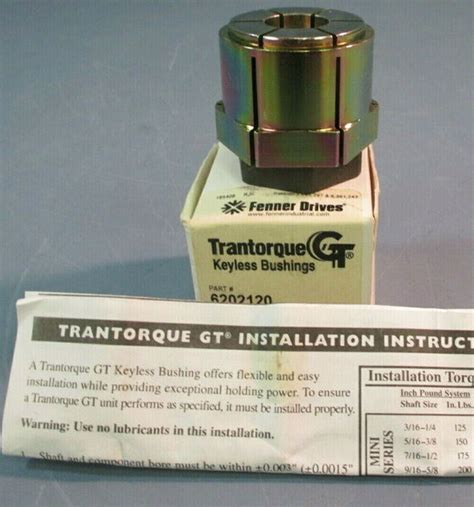 Trantorque Gt 5 8 Shaft Keyless Bushing Fenner Drives 6202120 Lot Of Etech Surplus