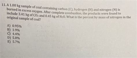 Solved A Kg Sample Of Coal Containing Carbon C Chegg