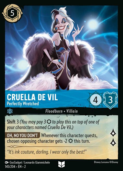 Cruella De Vil Perfectly Wretched Lorcana Card