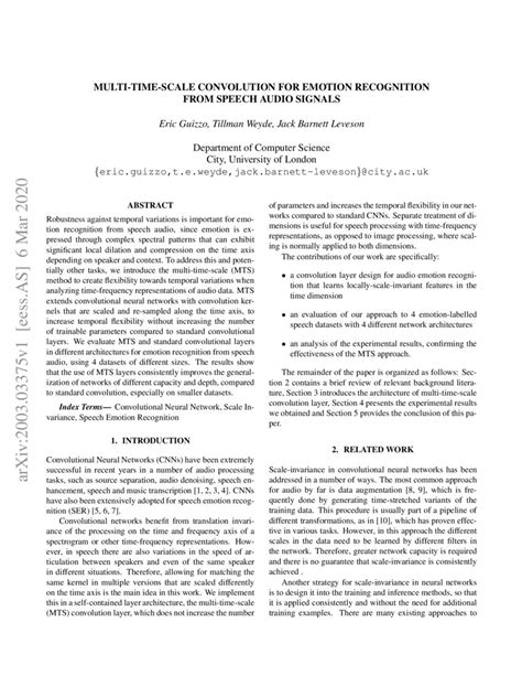 Multi Time Scale Convolution For Emotion Recognition From Speech Audio Signals Deepai