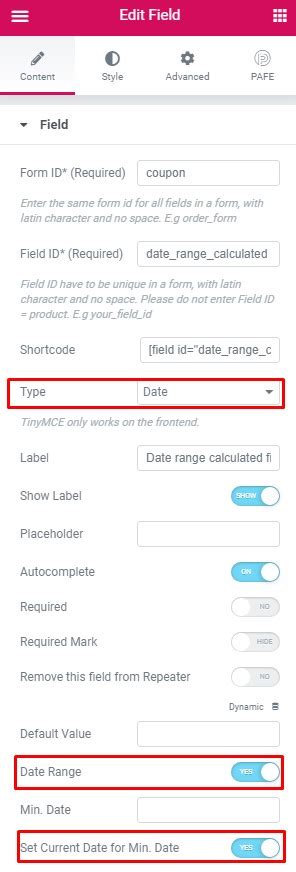 Date Range Calculated Fields Pafe