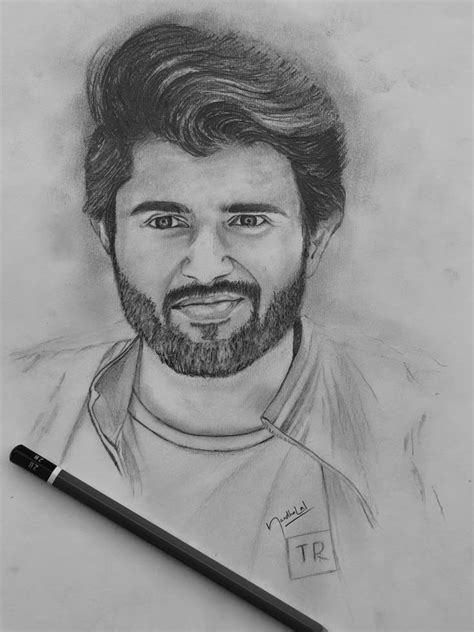 Vijay Devarakonda Pencildrawing Art Telugu Actor Southindian Hero