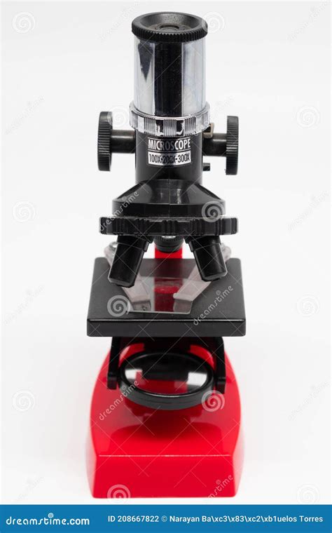 Red Microscope For Science And Education Stock Photo Image Of Biology