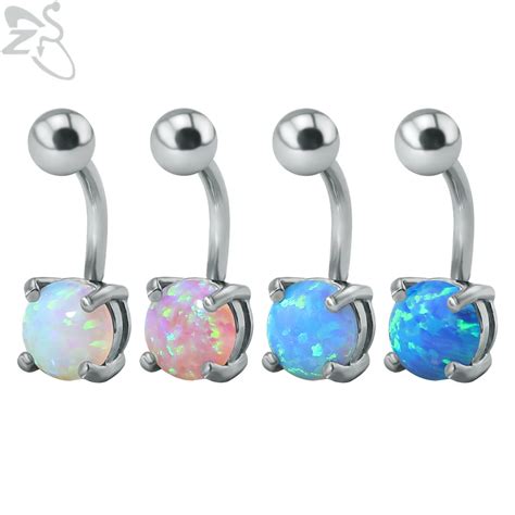 Buy Hot Sell Stainless Steel Opal Stone Belly Bars Belly Navel Piercing High