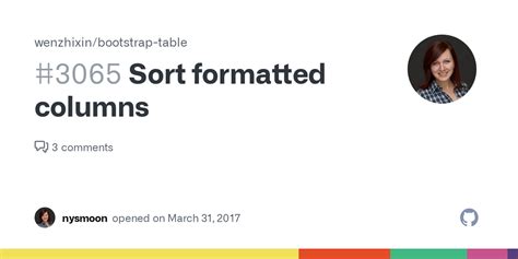 Sort Formatted Columns · Issue 3065 · Wenzhixinbootstrap Table · Github