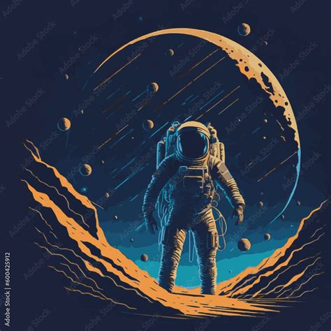 Astronaut In Space Astronaut In A Space Suit On The Planet Vector