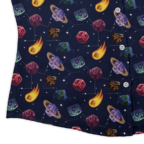 Space Dnd Dice Planets Curvy Button Up Shirt Geek Tropical