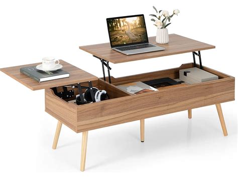 Giantex Table Basse Relevable Avec 2 Plateau Relevables Et 2