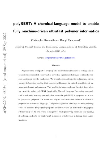 Pdf Polybert A Chemical Language Model To Enable Fully Machine