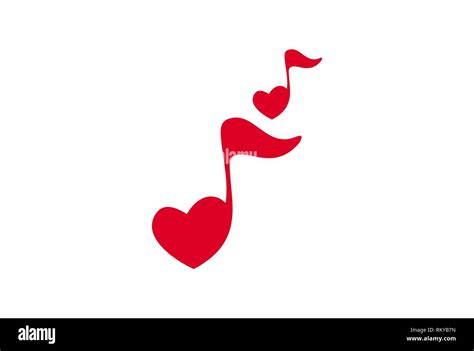 Love Note Music Song Logo Icon Vector Concept Flat Design Stock Photo