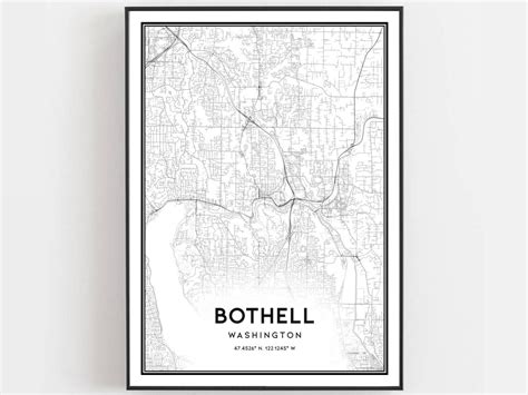 Bothell Map Print Bothell Map Poster Wall Art Wa City Map Washington