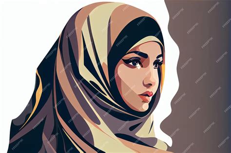 Premium Photo Illustration Of Arab Woman In Wearing Hijab Head Scarf Ai
