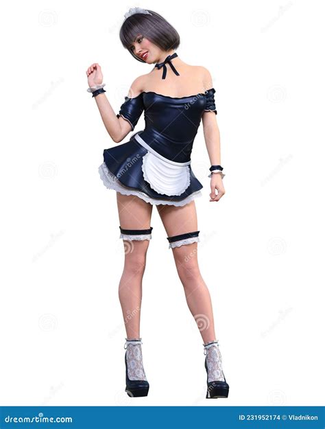 Atractive Woman In Maid Uniform Stock Illustration Illustration Of