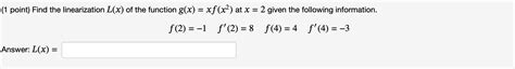 Solved Point Find The Linearization L X Of The Chegg