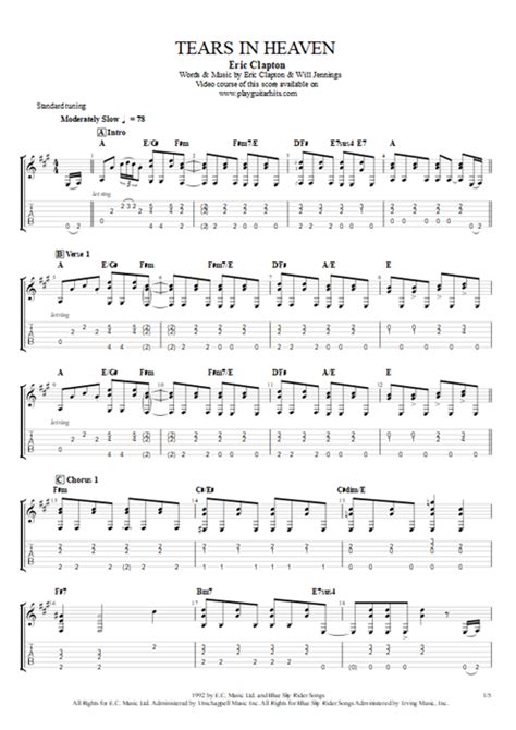 Tears In Heaven Tab By Eric Clapton Guitar Pro Acoustic Guitar By