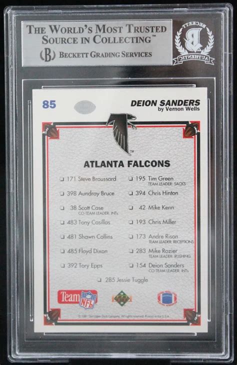 Deion Sanders Signed 1991 Upper Deck TC 85 BGS Pristine Auction