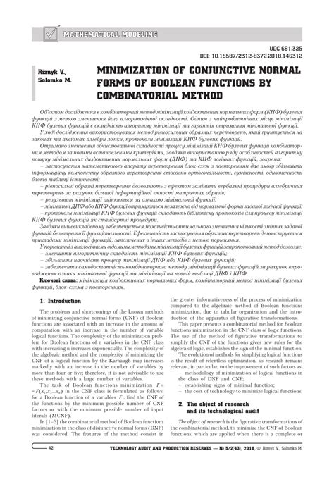 Pdf Minimization Of Conjunctive Normal Forms Of Boolean Functions By