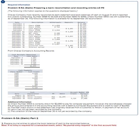 Solved Required Information Problem 6 5A Statle Preparing A Bank