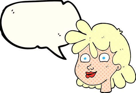 Hand Drawn Comic Book Speech Bubble Cartoon Female Face 45254674 Png